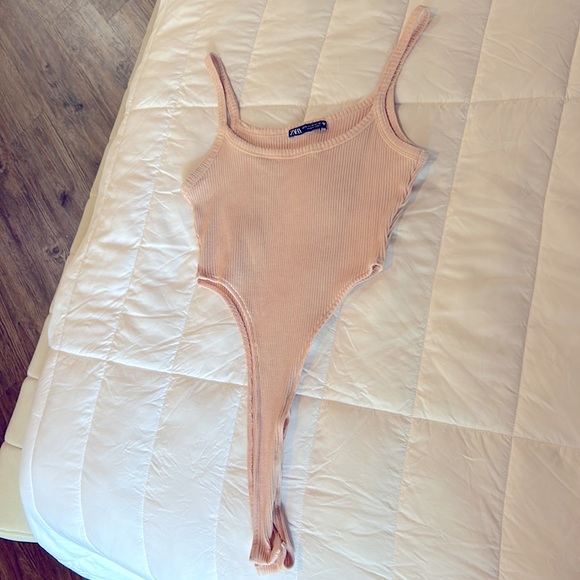 Zara | Tops | Zara Thong High Rise Body Suit Light Pink | Poshmark